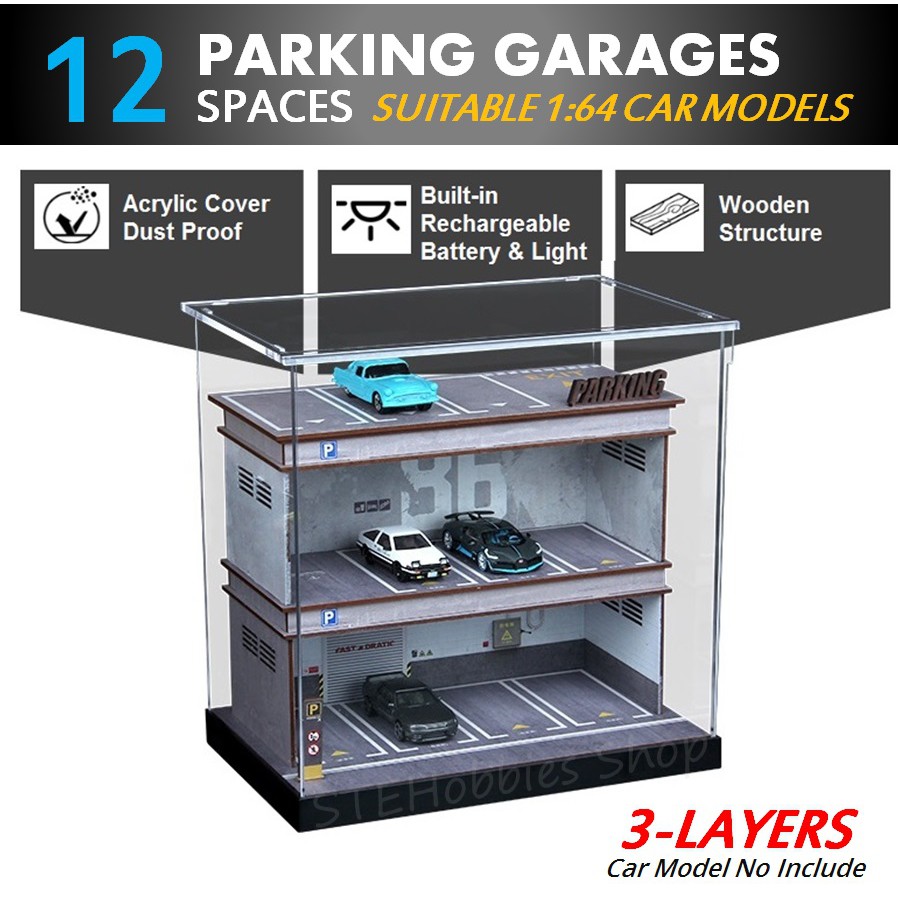 STE8 Assemble Simulation Wooden 3-layers Parking Garage for 12 Spaces 1 ...