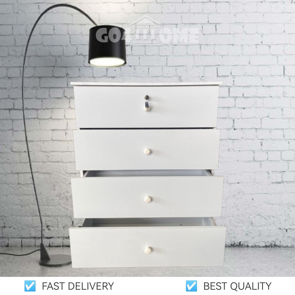 [GO4HOME] 4 Layer Chest Drawer with Lock / Storage Cabinet / Almari ...