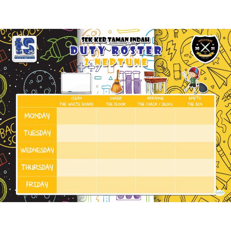 DUTY ROSTER | JADUAL BERTUGAS KELAS SEKOLAH | Shopee Malaysia