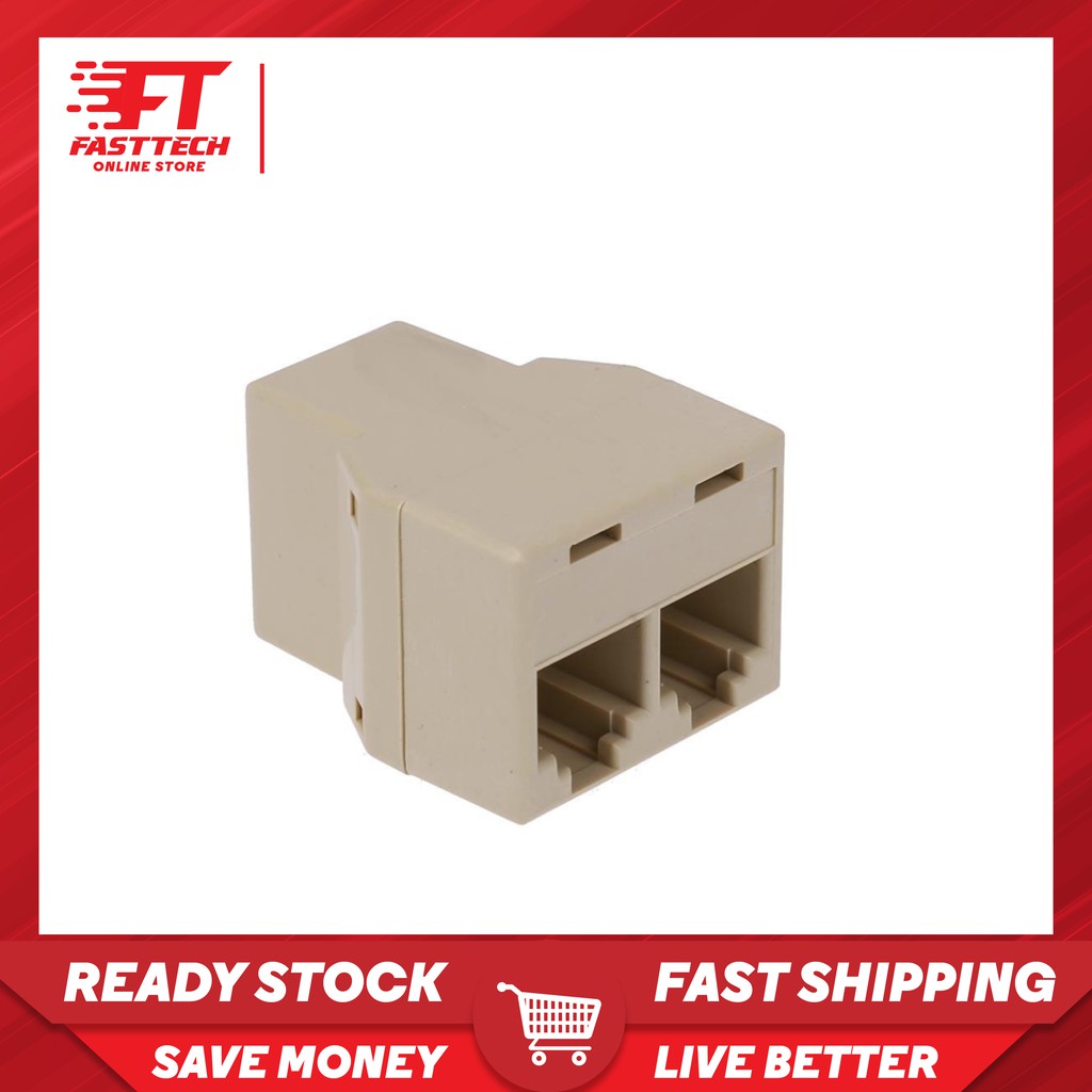 RJ11 Telephone 2-Way Phone Coupler Splitter Modular Adapter Ivory Line ...