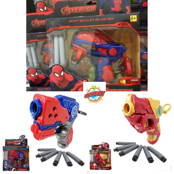 Avenger Spider-Man Iron Man Captain America Pistol Pendek dengan 6pcs ...