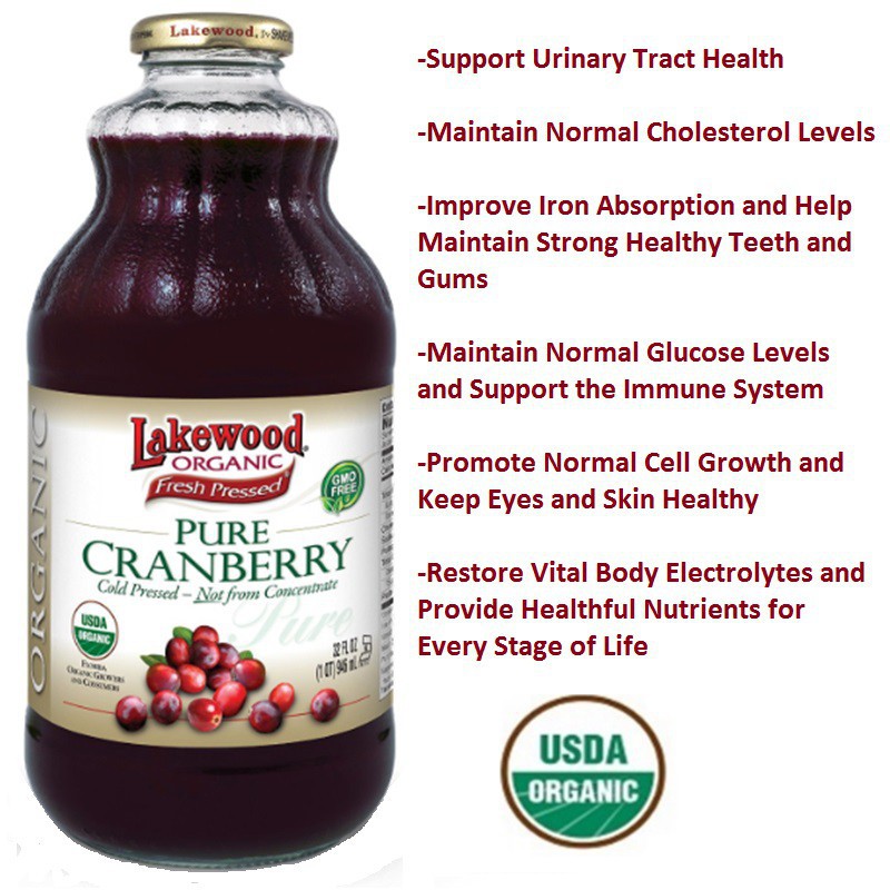 Lakewood Organic Pure Cranberry Juices Fresh Pressed Juice 946ml ...