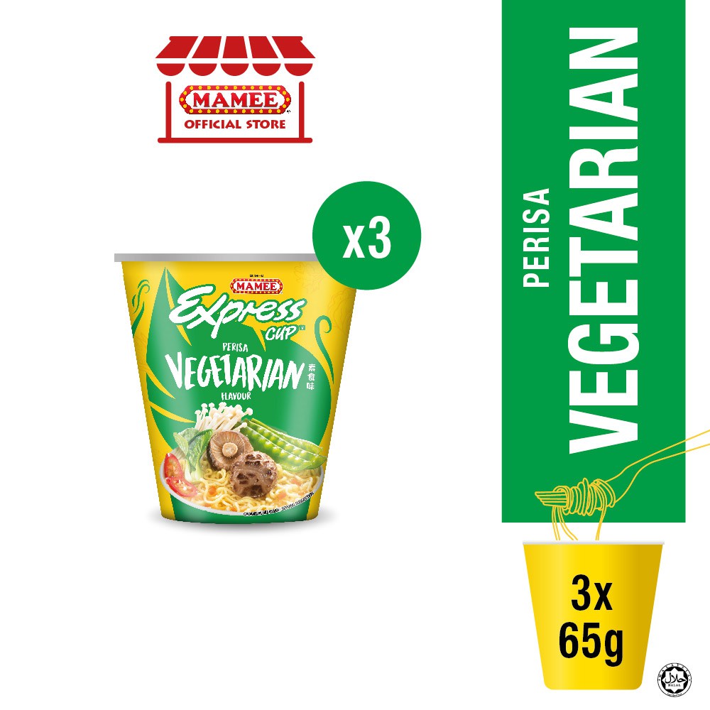Mamee Express Cup Noodles Vegetarian 65g (3 Cups) | Shopee Malaysia