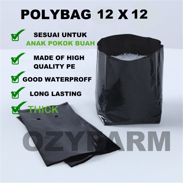 THICK Polybag 12x12 grow bag fertigasi nursery tanaman pokok | Shopee ...