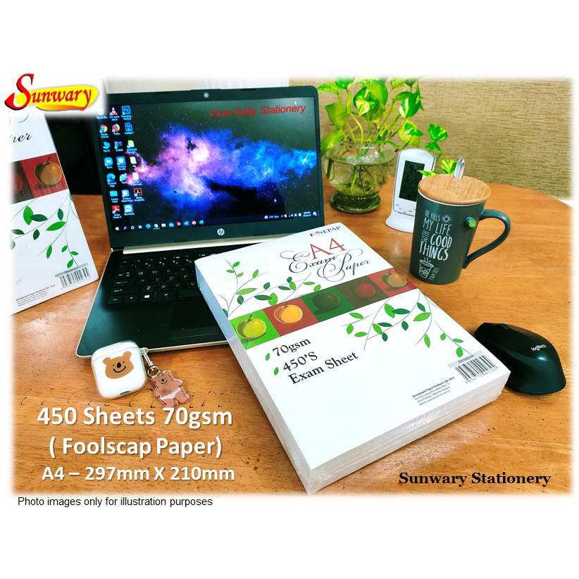 A4 Foolscap Paper (450 Sheets), Exam Sheet 70 gsm, Test Pad, Ruled ...