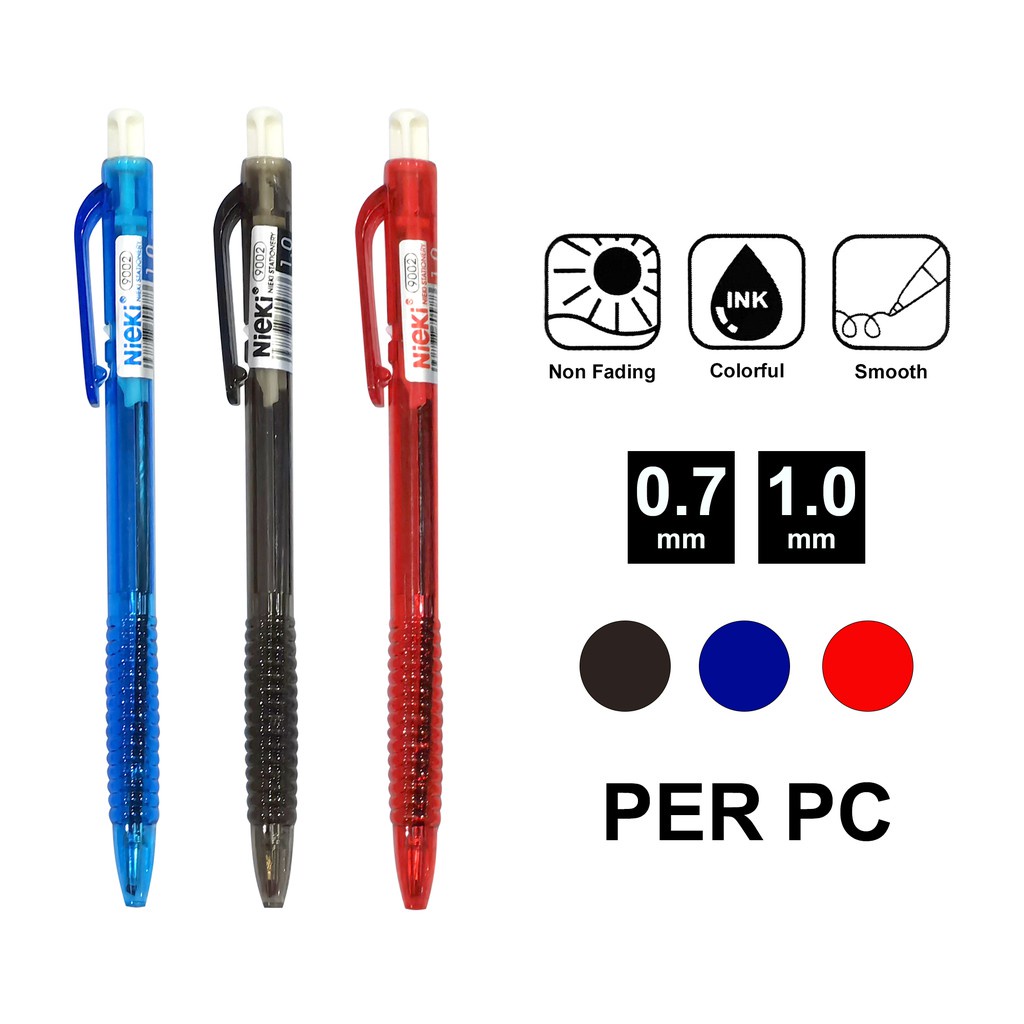 NIEKI 9002 BALL POINT PEN 0.7MM BLACK RED BLUE (1PCS) | Shopee Malaysia