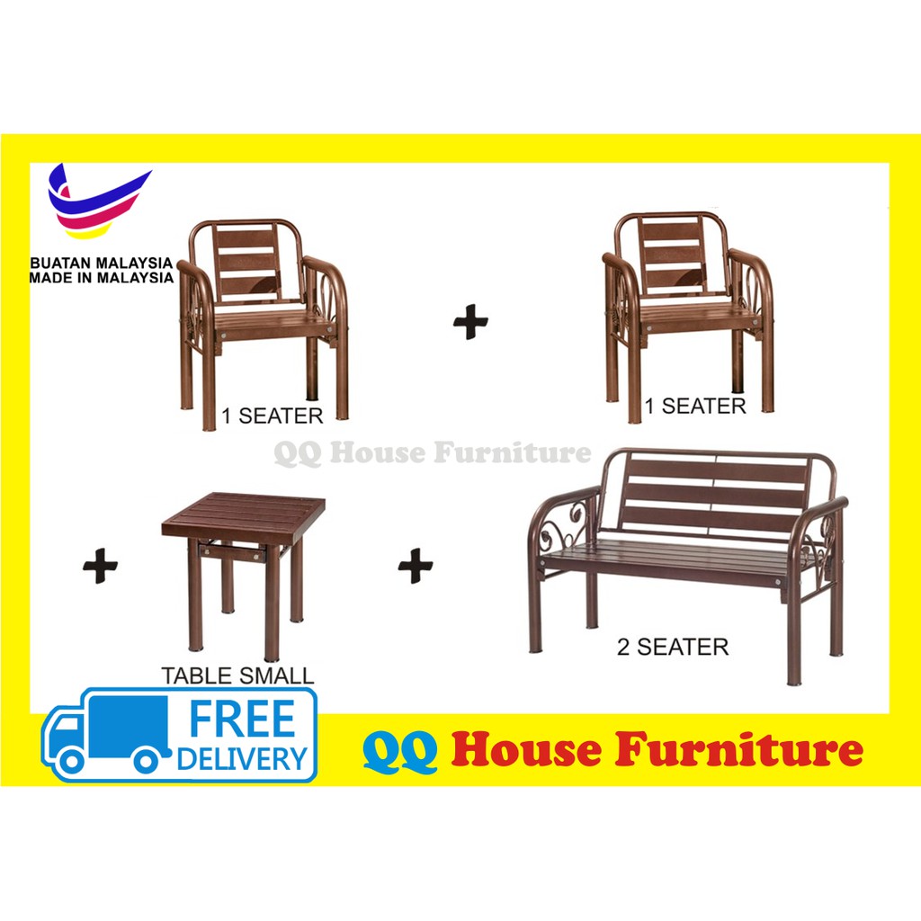 METAL BENCH CHAIR SET/BENCH CHAIR/CHAIR/KERUSI/OUTDOOR FURNITURE/LIVING ...