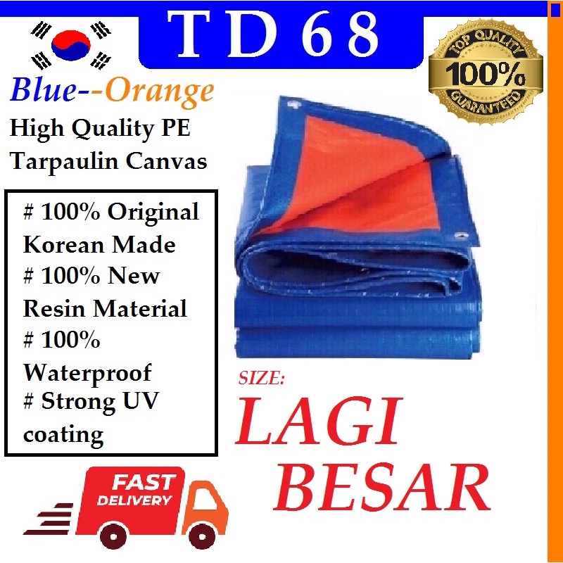Blue Orange Waterproof Canvas Tarpaulin Sheet Canopy Camping Kanvas ...