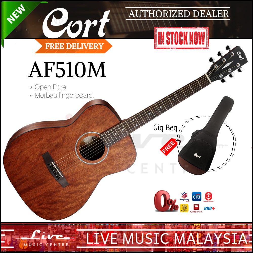 Cort AF510M - Mahogany Acoustic Guitar with Gig Bag (AF 510M/AF-510M ...