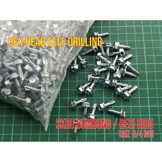 100 pcs Skru Screw Besi Biru / C-Channel Self Drilling Hex Head ...