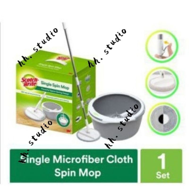 3M Scotch-Brite Single Microfiber Cloth Spin Mop (T6 Single Bucket Spin ...