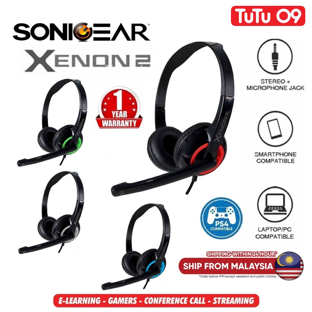 SonicGear Xenon 2 Stereo Headset with Mic Headphone with Microphone For ...