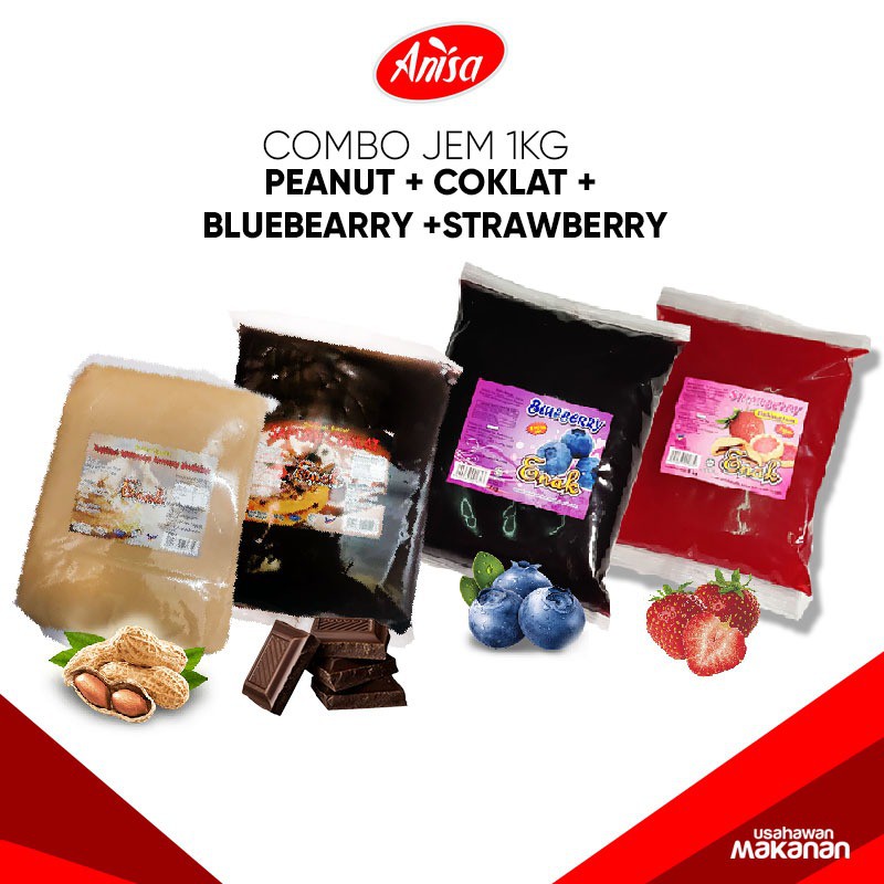 COMBO 4 JEM SPREAD!! JEM SPREAD PEANUT, COKLAT, STRAWBERRY DAN BLUBERRY ...
