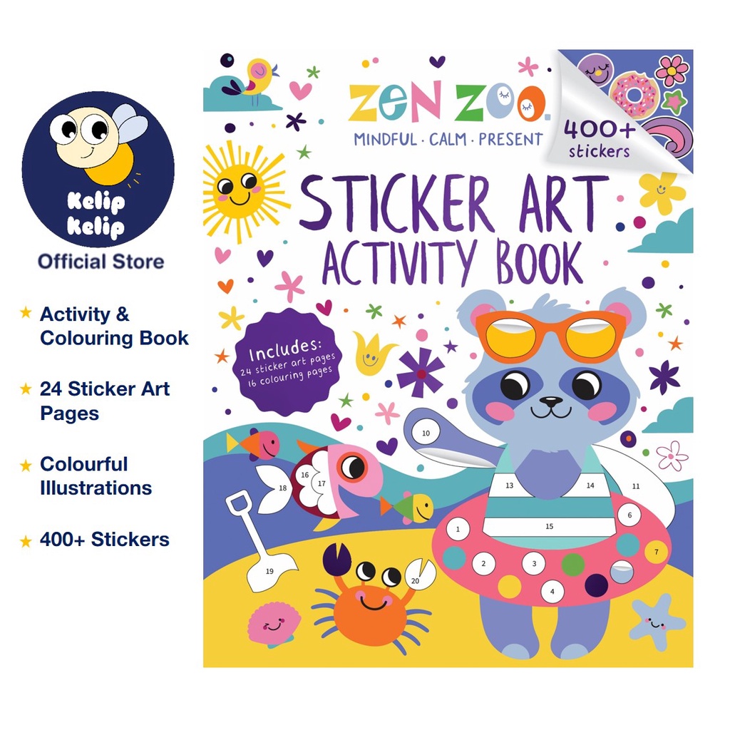 Cute Animals Sticker Art Book Zen Zoo with 400+ Stickers & Activities ...