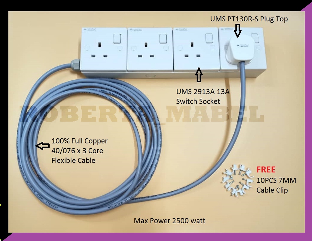 Heavy Duty Extension Trailing Socket With Full Copper 70/076x3core OR ...