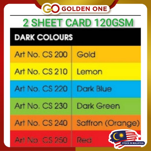 G.O 1pcs A4 Colour Paper (2 sheet Card) 120gsm DARK COLOUR &LIGHT ...