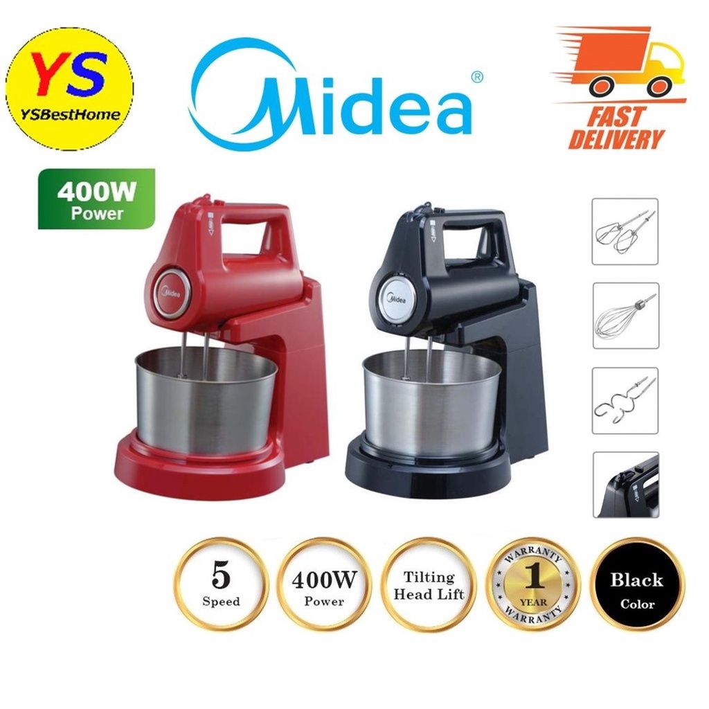 Midea Stand Mixer Pengadun Kek 400W SM0293-BK / SM0293-RD | Shopee Malaysia