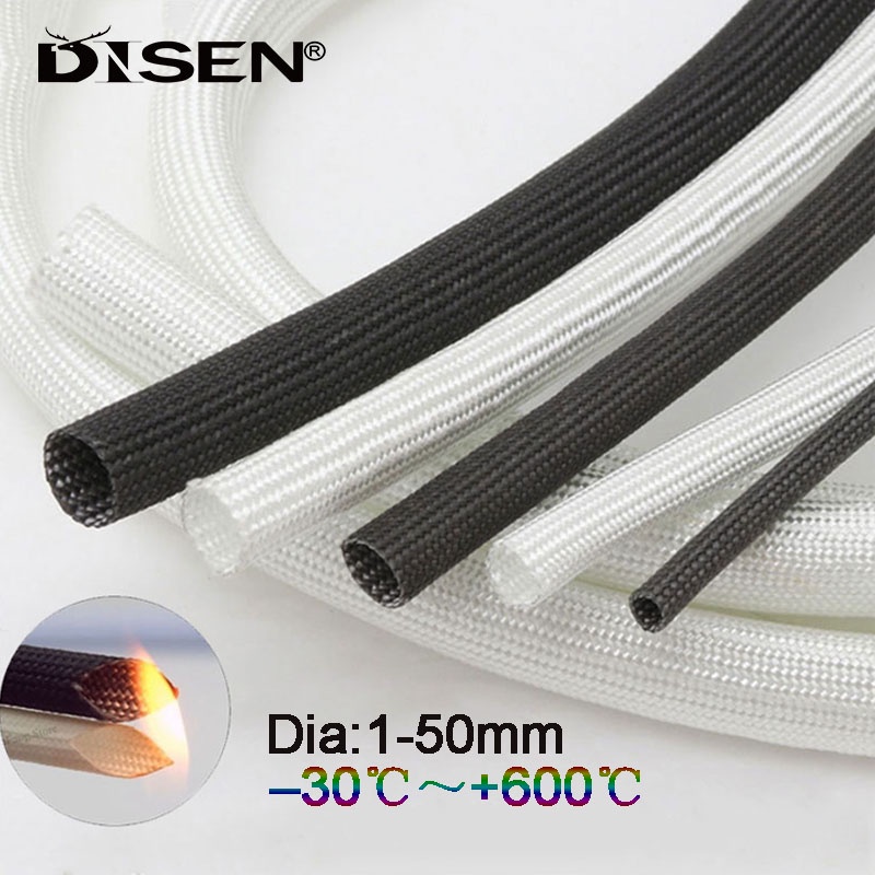1 Meter Braided Fiberglass Sleeve ID1-50 mm 600 Deg.C High Temperature ...