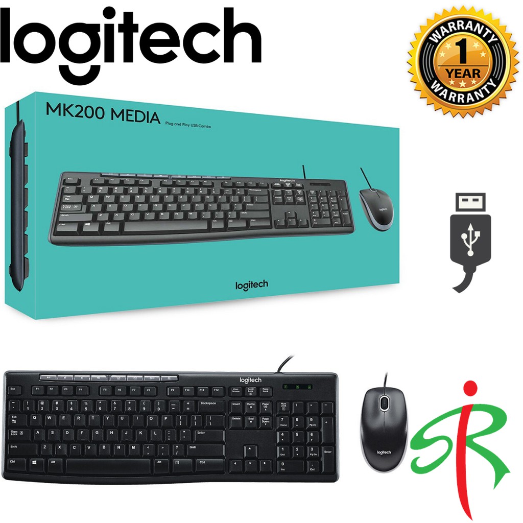 Logitech Mk200 Media Combo Wired Keyboard Mouse 920 002693 Shopee