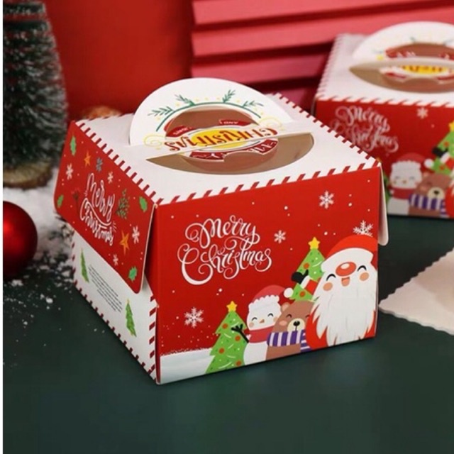 Chrismas Cake Box window Handle 10 x 10 x 6” | New PGMall