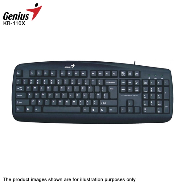Genius KB-110X Value PS2 Desktop Keyboard - PS/2 port Black Windows XP ...