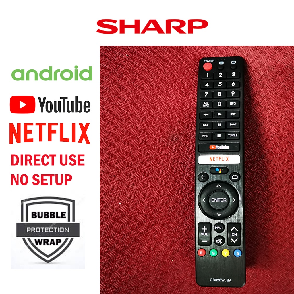 Sharp Compatible Led Smart Netflix Youtube Andriod TV Remote Control | Shopee Malaysia