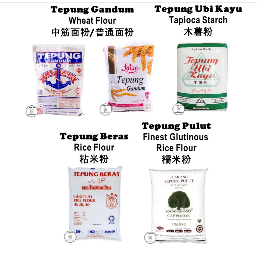 Plain Flour -Tepung Gandum Cap Sauh, Faiza/ Glutinous Rice Flour-Tepung ...