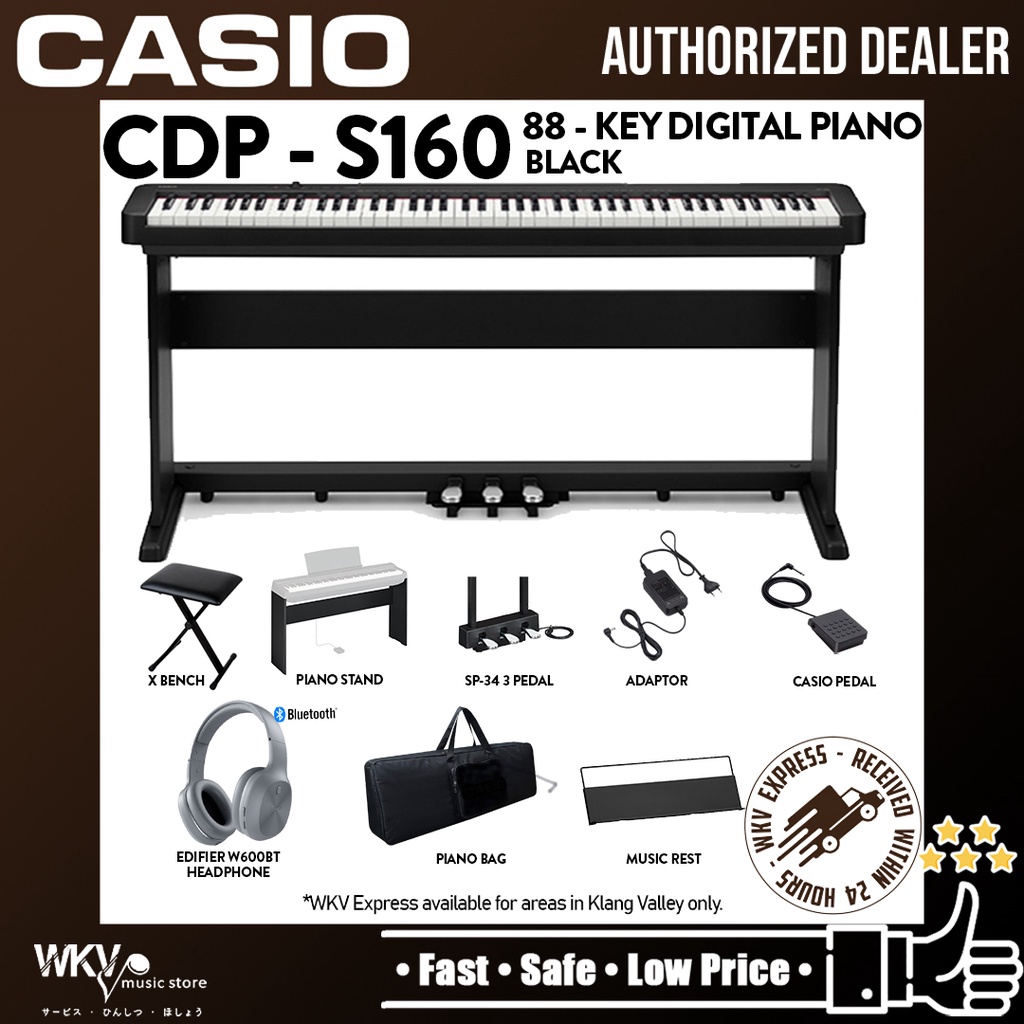 Casio CDP-S160 88 Keys Digital Piano Full Set with CS-470P Stand with ...