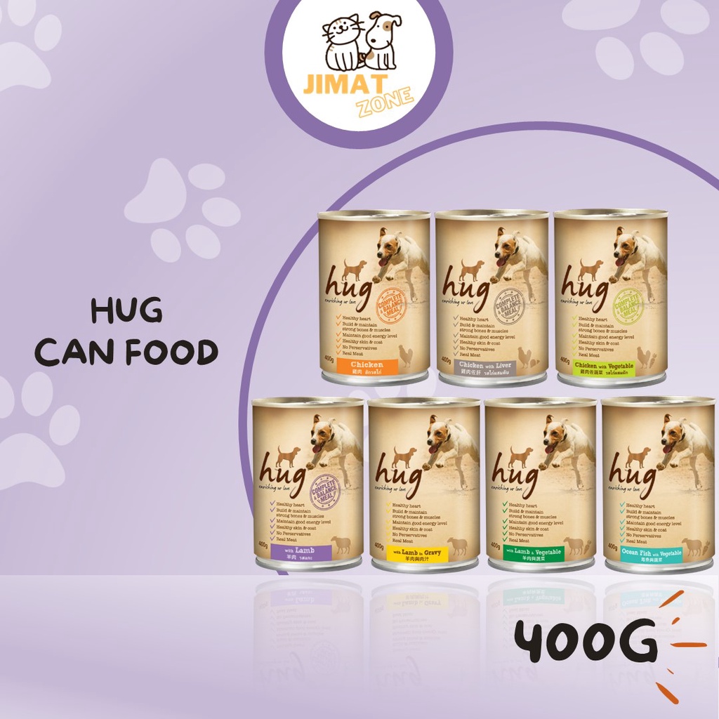 Hug Dog Can Wet Food 400G - Chicken , Lamb , Ocean Fish Vege , Chicken ...