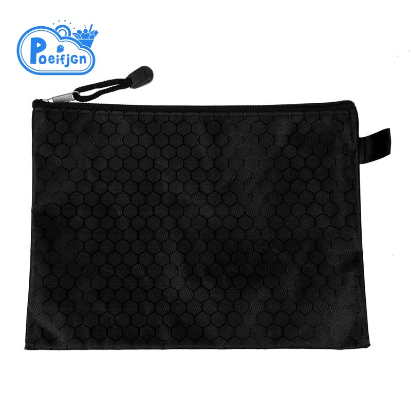 Black Nylon angle Printed A5 Paper Document Files Organizer Bag | BeeCost