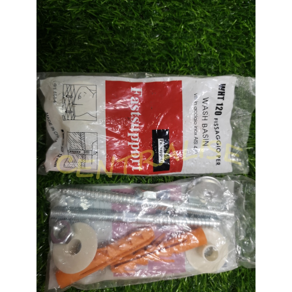 Fixing Kit For Wall Mounted Bathroom Wash Basin Sink Screws Plugs Nuts ...