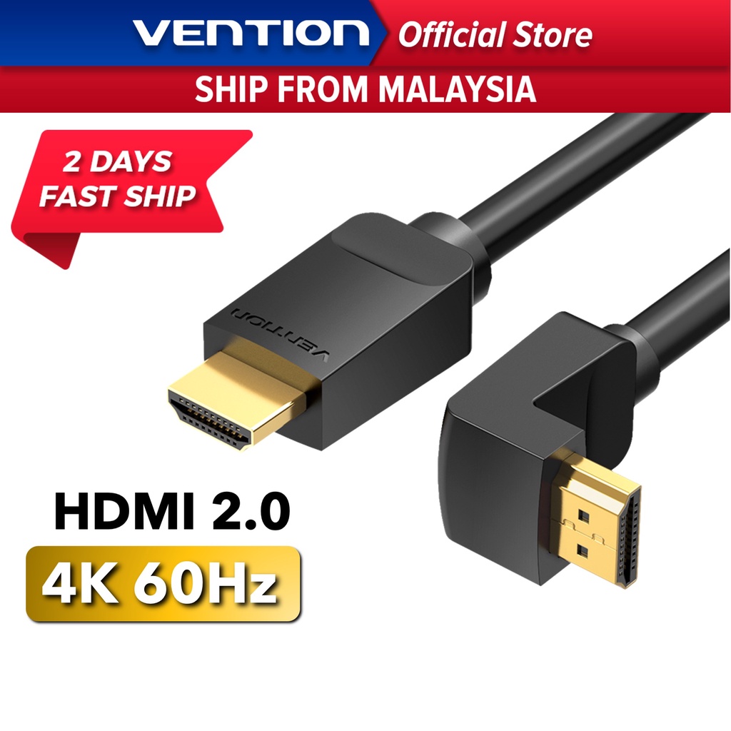 Vention HDMI Cable Right Angle 90 Degree 270 Degree Elbow HDMI 2.0 ...