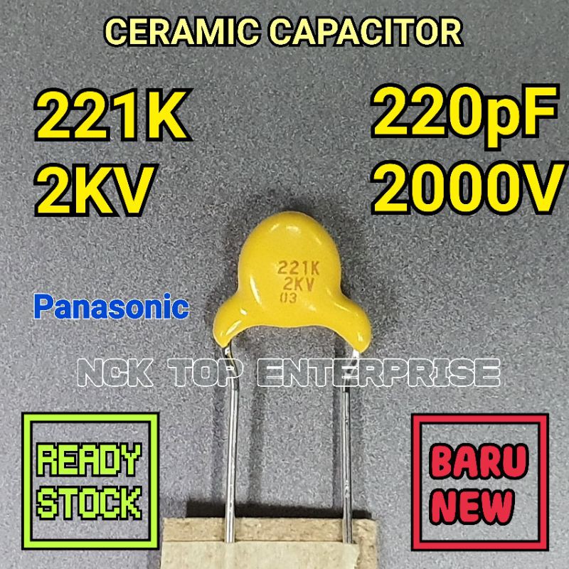 5pcs 221K 2KV / 221 2KV / 220pF 2000V HIGH VOLTAGE CERAMIC CAPACITOR BY ...
