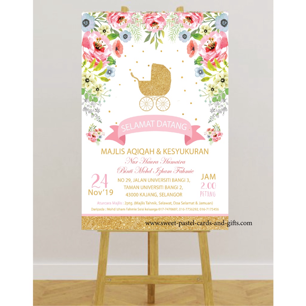 Welcome Board untuk Majlis Aqiqah/Kesyukuran/Cukur Jambul (Ikut Design ...