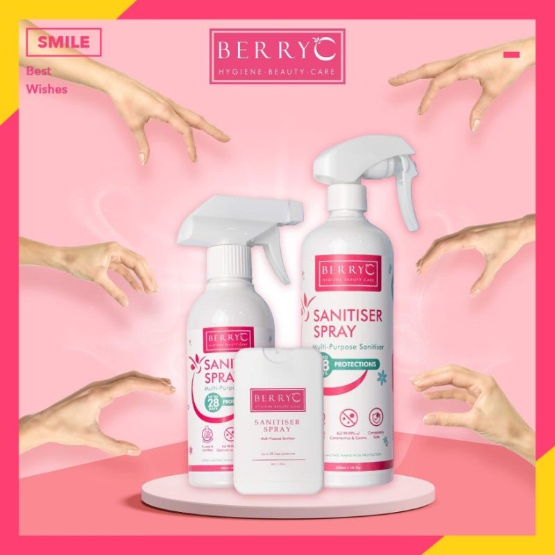 BERRY C Sanitizer Spray 40ml/500ml 28 Days Protection (99.99% KILL ...