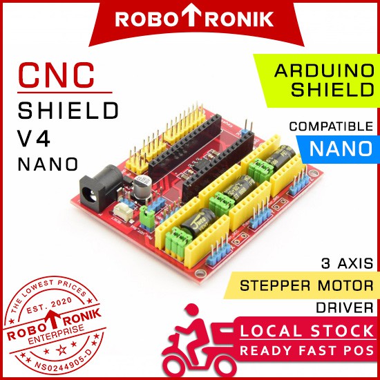 [NANO] CNC Shield V4 (3D PRINTER CNC) for Arduino NANO - Stepper Motor Controller | Shopee Malaysia