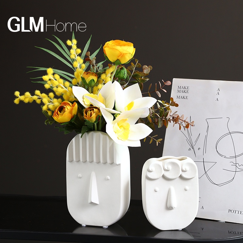 Seni Moden Nordic Menghadapi Hiasan Pasu Seramik Ruang Bunga Kering ...