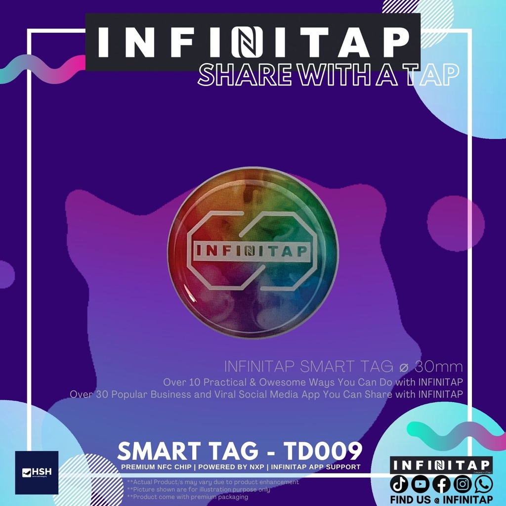 INFINITAP-Share with a TAP-Social Media Smart Tap | IT-TD009 NXP Chip NTAG213 30mm clear epoxy ...