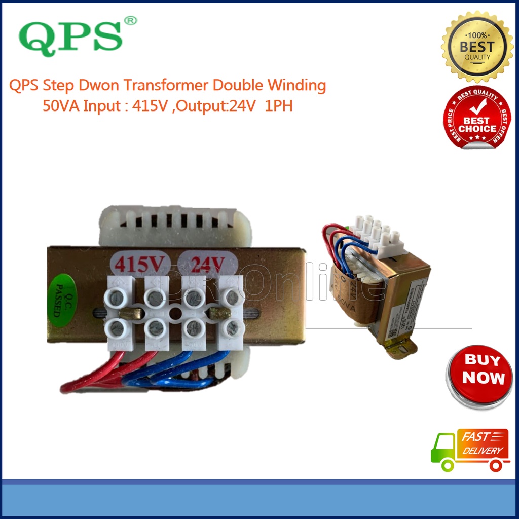 QPS Step Down Transformer Double Winding 1Phase 50VA Input 415V Output ...