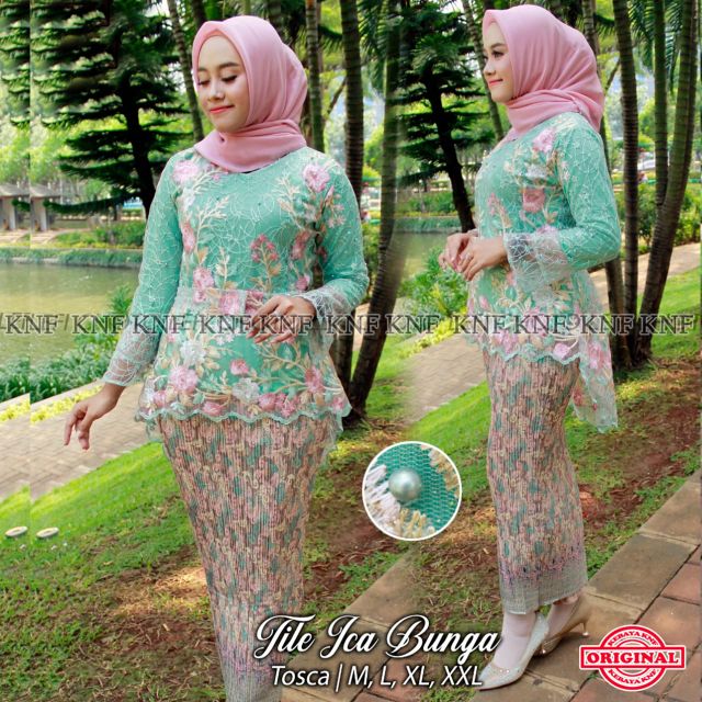 SET Kebaya Tulle Ica Bunga (kebaya + skirt/kain) | Shopee Malaysia