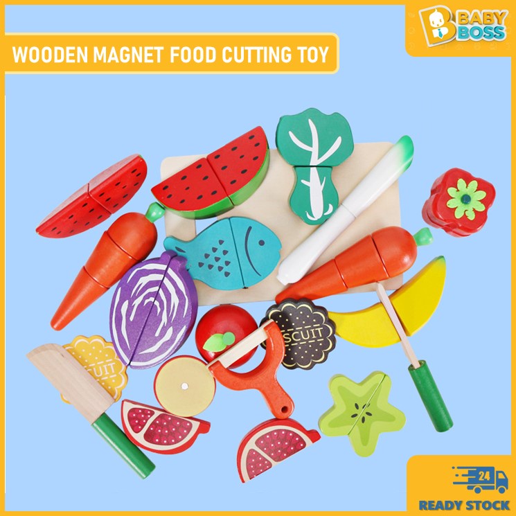 BabyBoss Wooden Magnet Food Cutting Fruit Vegetable Food Toy Pretend ...