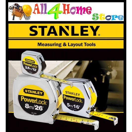 STANLEY Powerlock Measuring Tape Measure (3.5m/12ft - 5m/16ft - 8m/26ft ...