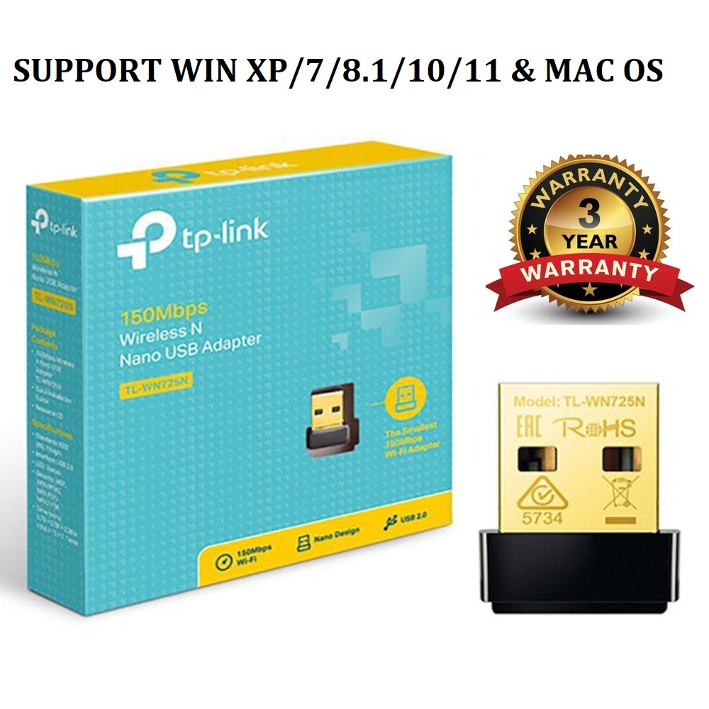 TP-LINK TL-WN725N 150Mbps Wireless N Nano USB Wi-Fi Dongle Adapter 3 ...