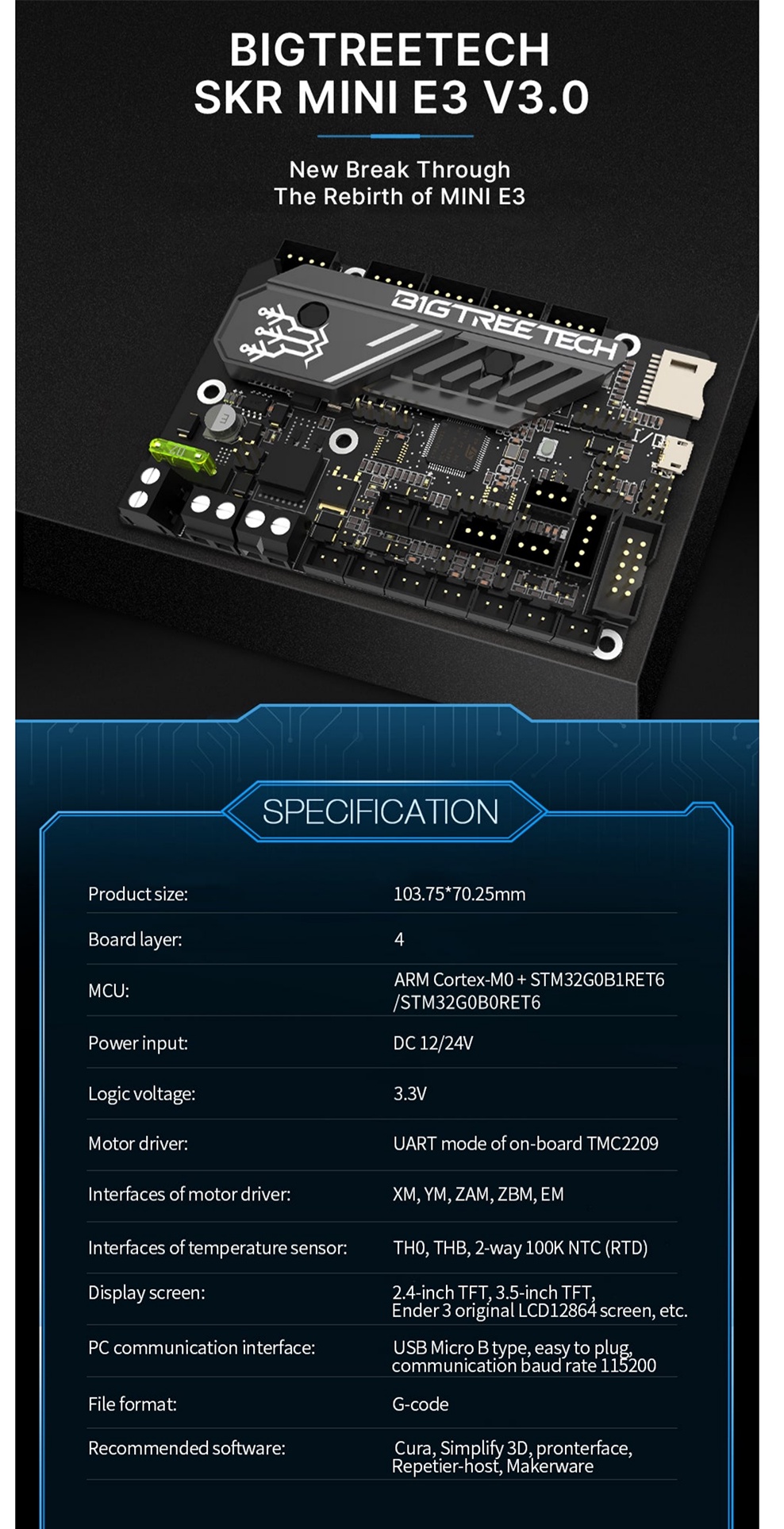 Bigtreetech BTT SKR MINI E3 V3.0 32 Bit Control Board for Ender 3 ...