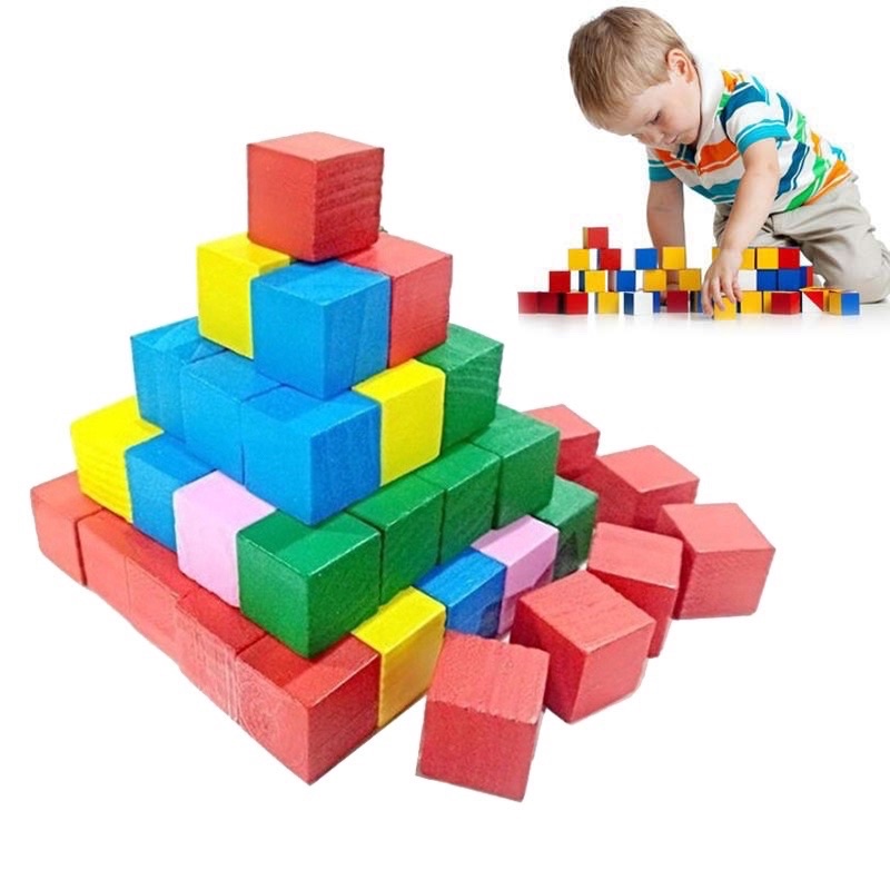 kiub untuk kanak-kanak/blocks cube wooden educational | Shopee Malaysia