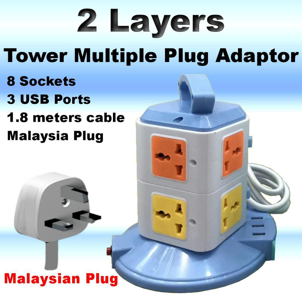Multi Plug Tower Adapter 3xUSB Ports 2 Layers 3 Layers 4 Layers ...