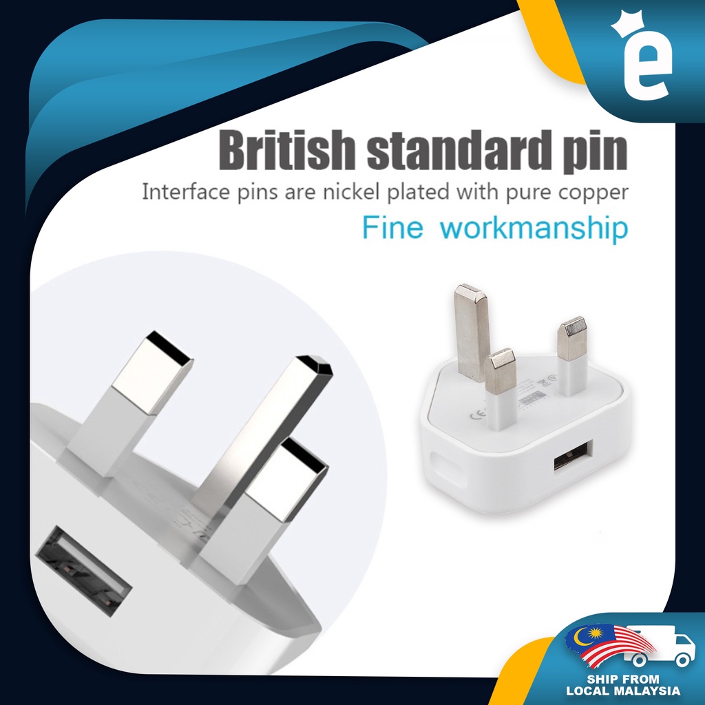 (Ready Stock) 3 Pin USB Charger 5V 1A K3 Power Adapter | Shopee Malaysia