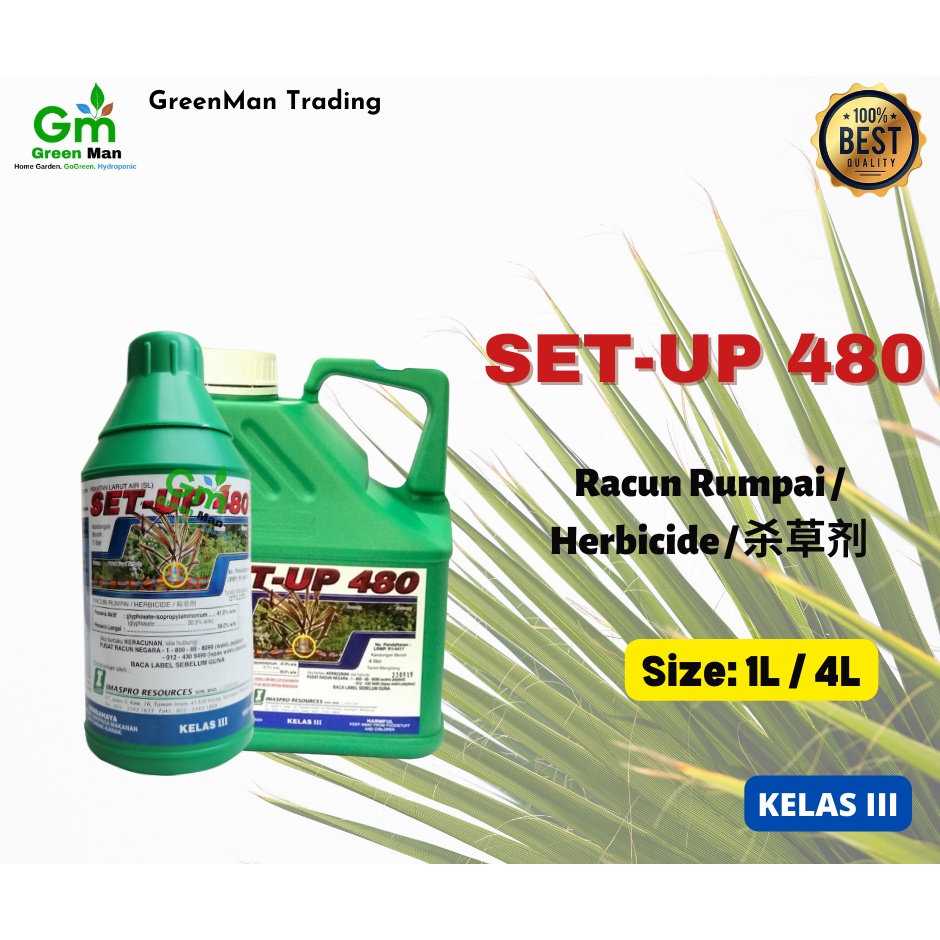 SET-UP 480 Glyphosate Isopropyammonium-41% Racun Rumpai Herbicide 杀草剂 ...