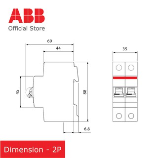 ABB 6kA MCB SH202 6A, 10A, 16A, 20A, 25A, 32A, 40A, 50A, 63A | 2 POLE (2P) | C-CURVE | Shopee ...