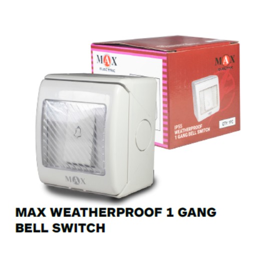 MAXVI ELECTRIC WEATHERPROOF WATERPROOF 1 GANG DOOR BELL SWITCH IP55 ...